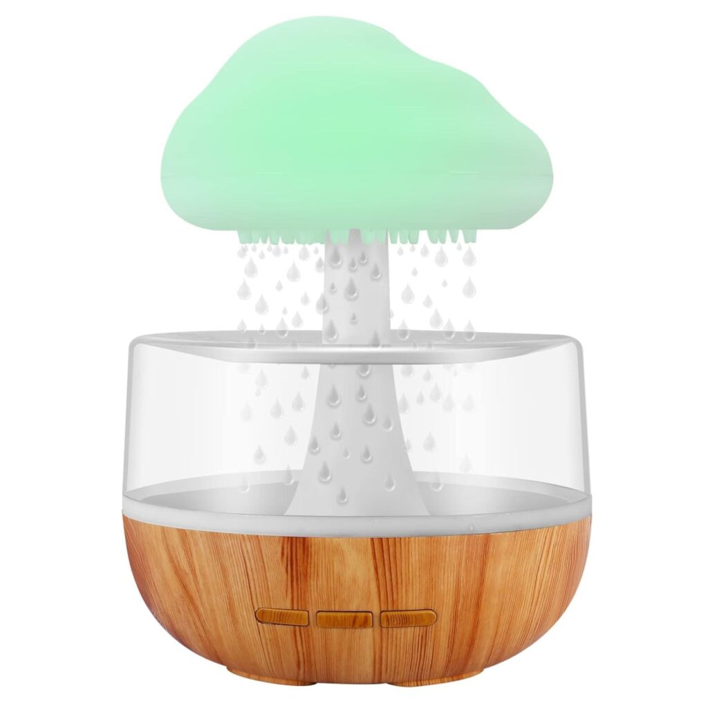 Jainchan - Rain Humidifier, Cloud Mushroom Raindrop Diffuser,
