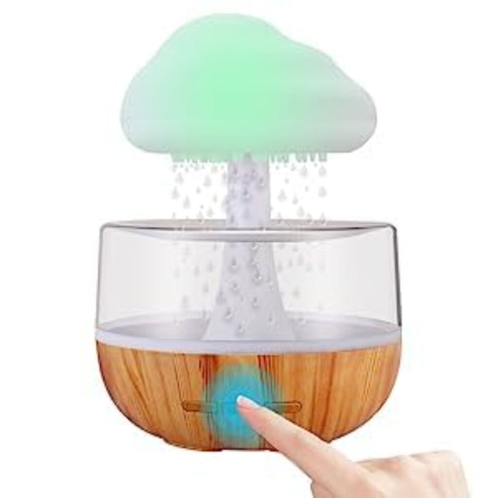 Jainchan - Rain Humidifier, Cloud Mushroom Raindrop Diffuser,